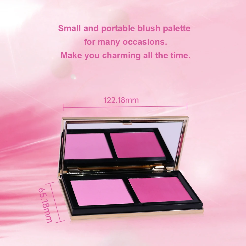 Two Tone Pigmented Pressed Powder Blush Palette Luxury Long-Lasting ...
