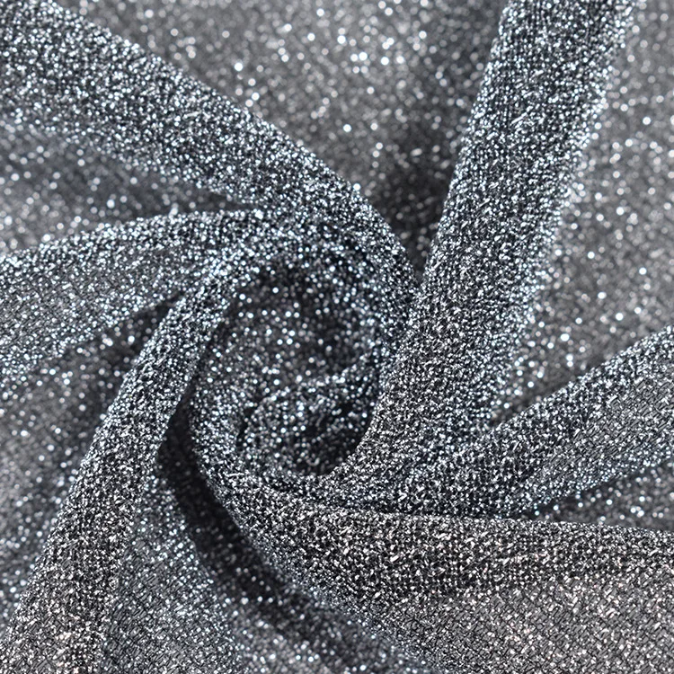 Custom Polyester Stretch Fabric Lurex Knit With 180gsm Metallic Yarn ...