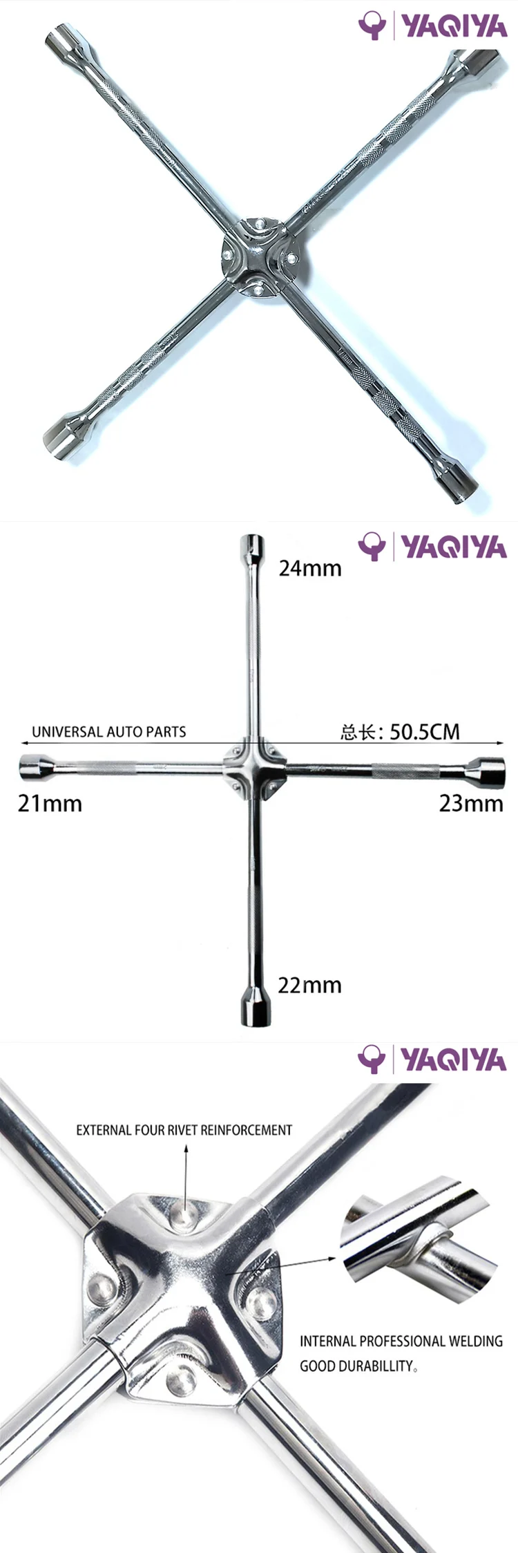 14/16/18 Inch Universal Heavy Duty Lug Nut Cross Wrench 4-way Span Auto ...