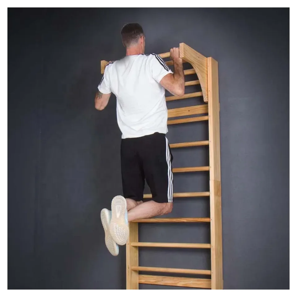 Wooden Swedish Ladder Body Stretching Gymnastic Wall Bar Wooden pull up ...