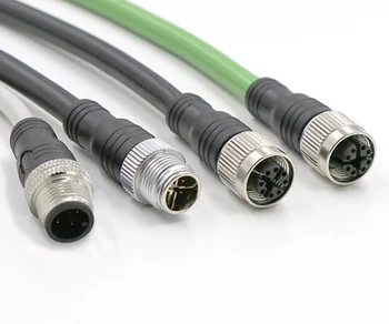 M12 Konektor Ulir Sekrup Bundar Kedap Air 2pin 3pin 4pin 5pin 6pin 8pin ...