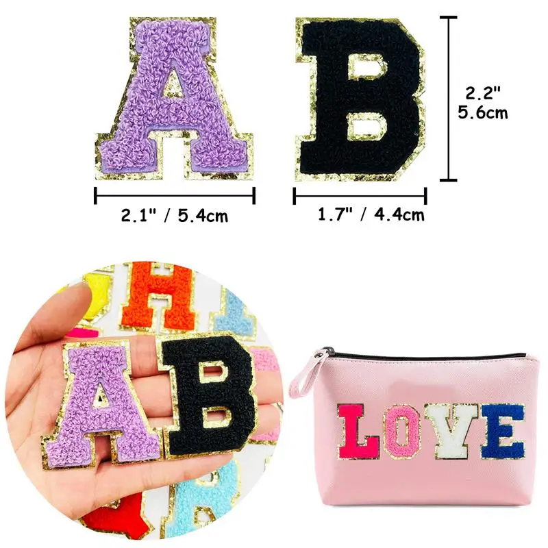 Custom Purple Chenille Letter Glitter Patch Self Adhesive Iron On ...