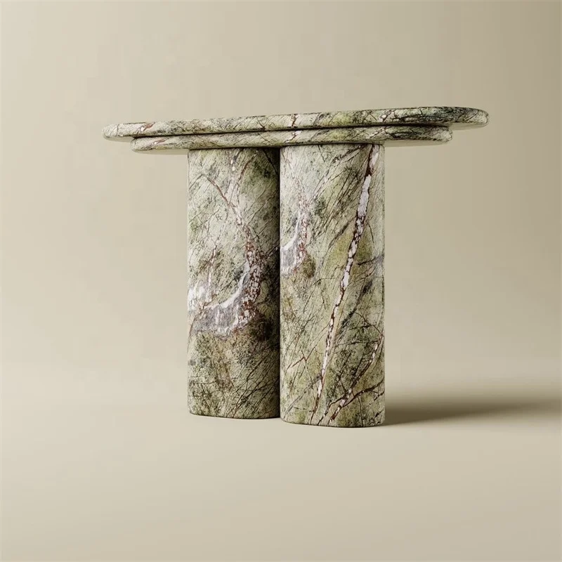 Modern Rainforest Green Marble Freestanding Console Table Natural Green ...
