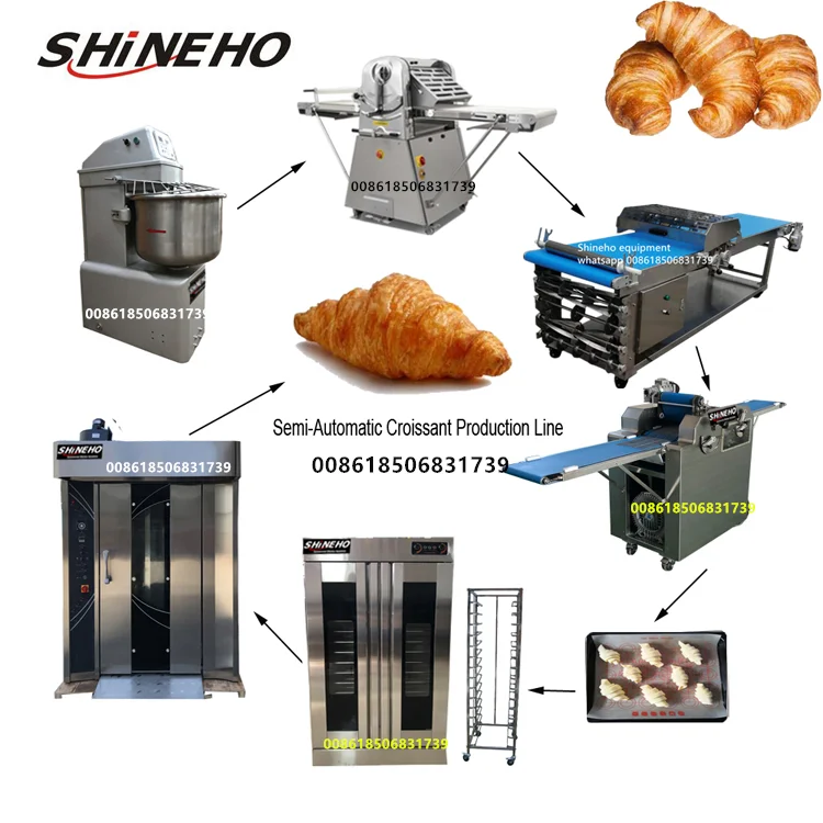 5 Blades Croissant Dough Dividing Cutting Machine Croissant Forming ...