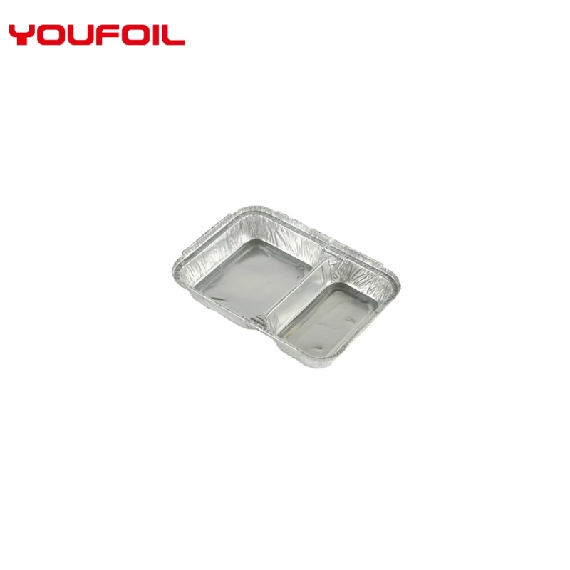 Disposable Aluminum Foil Container 2 Compartment Aluminum Packaging ...