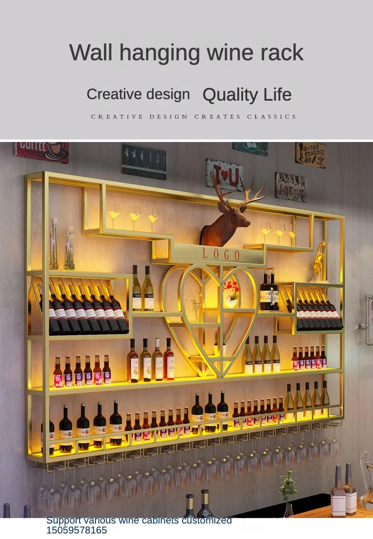 Customized Industrial Led Lights Pub Wall Mount Bar Shelf Display Wine ...