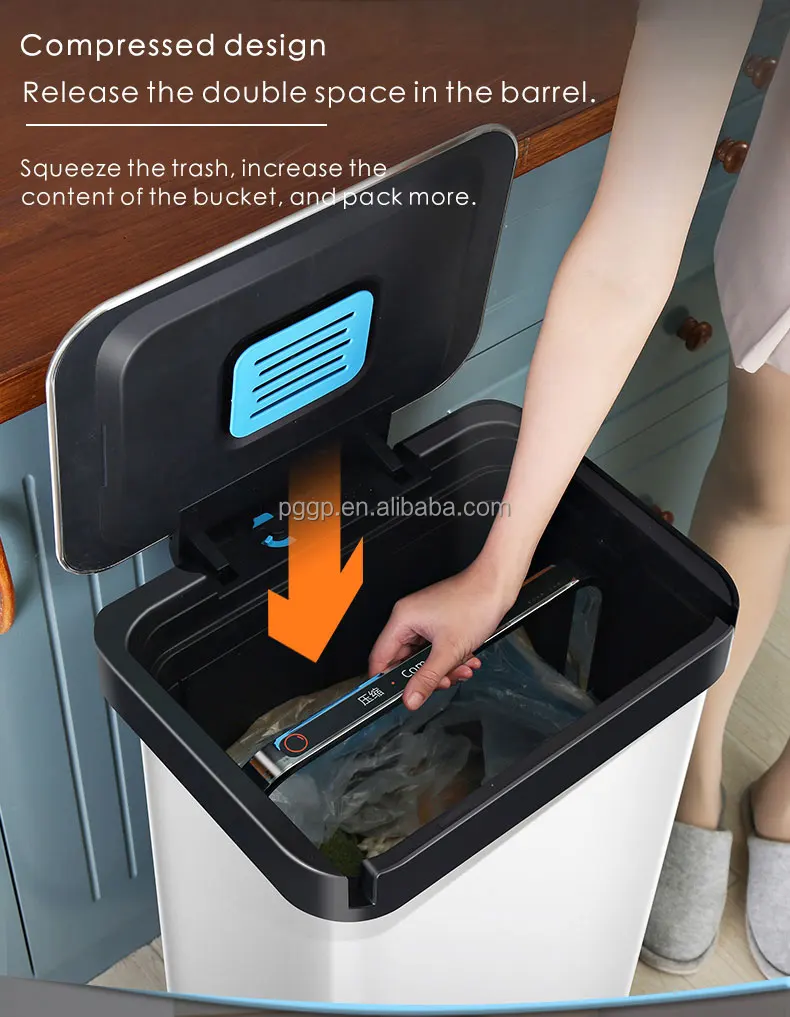 Hot Sale Kitchen 50L Garbage Compactor Bin Stainless Steel