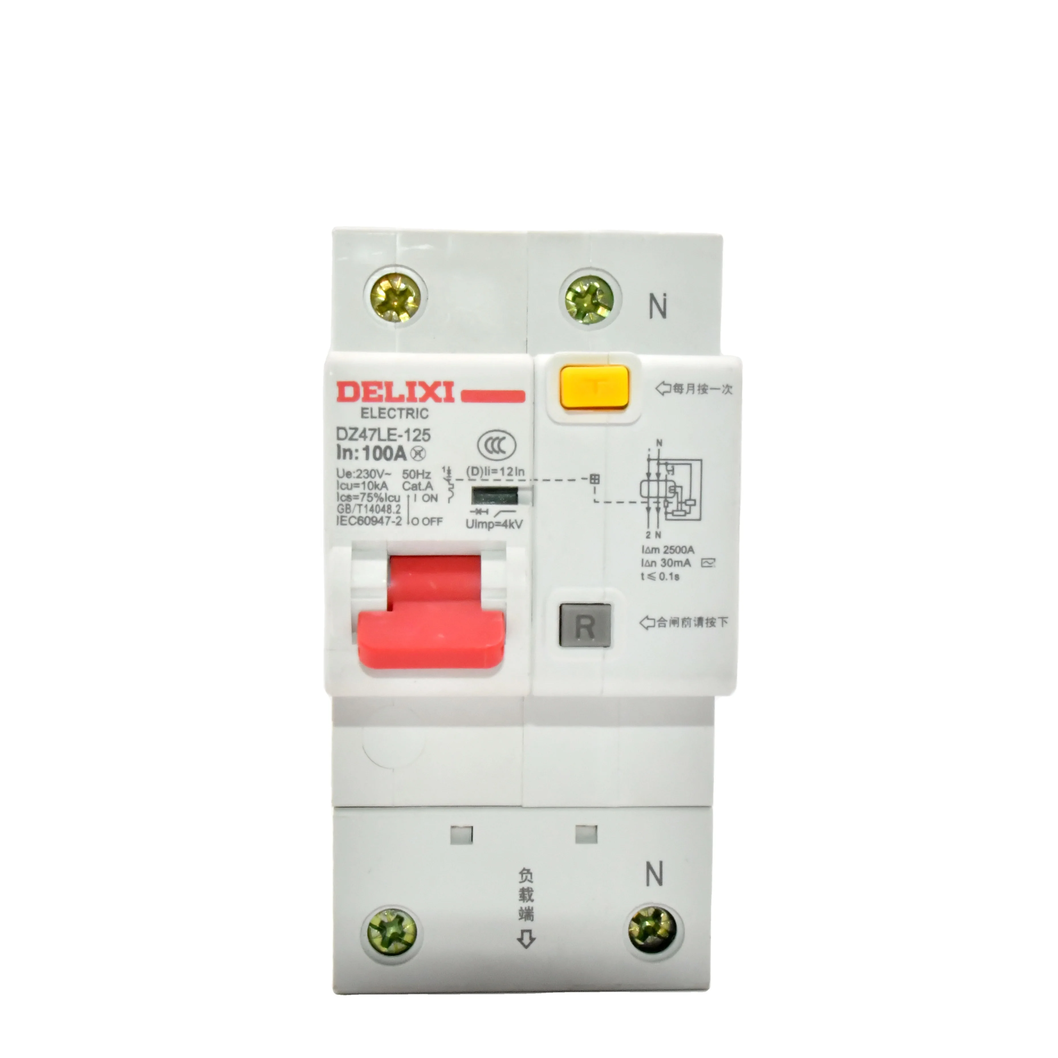 DELIXI Dz47sle ELCB 6-63A 230V-400V 1P 1P+N 2P 3P 3P+N 4P RESIDUAL CURRENT CIRCUIT BREAKER ...