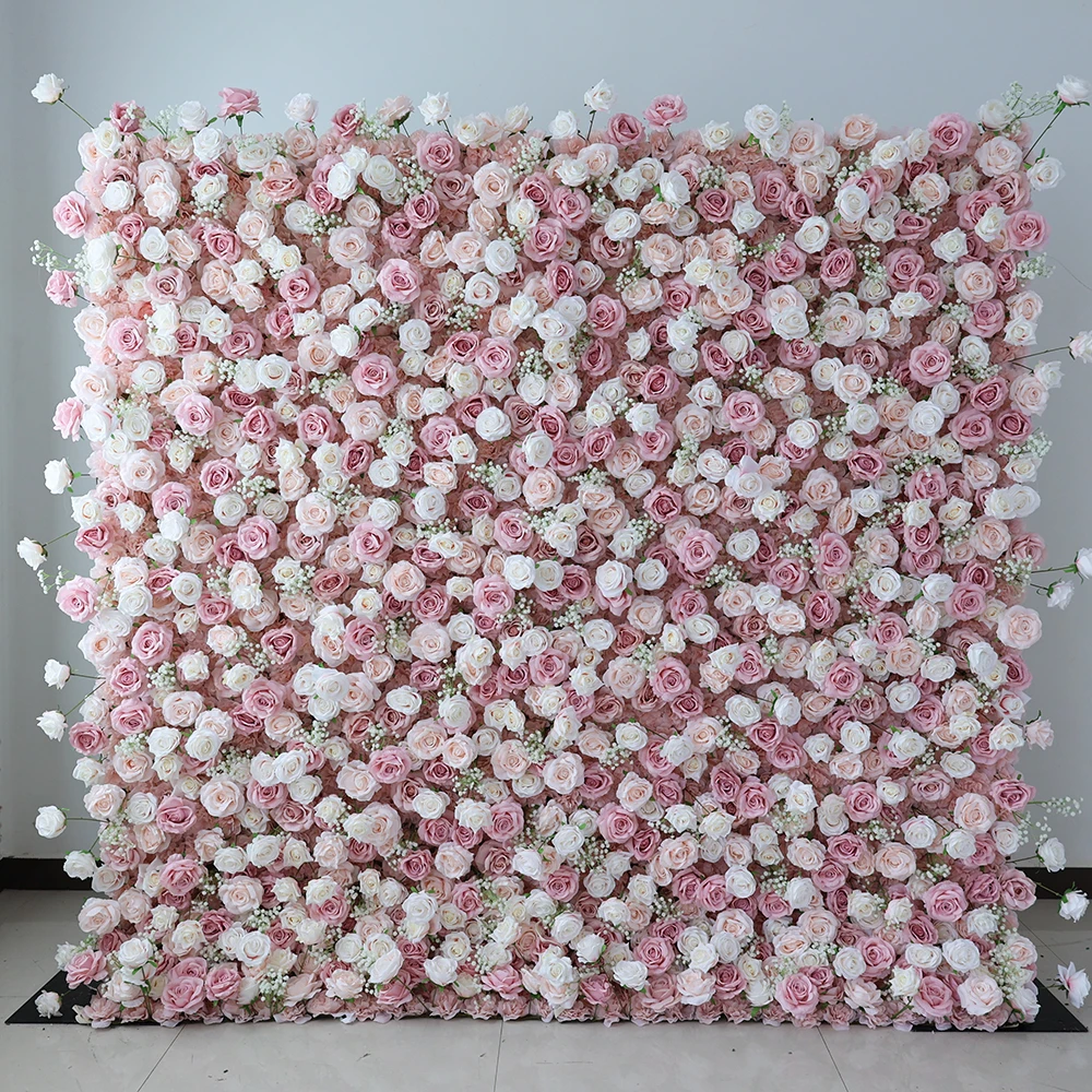 Cheap Price Event Decoration Rolling up Red Rose Flower Wall Backdrop ...