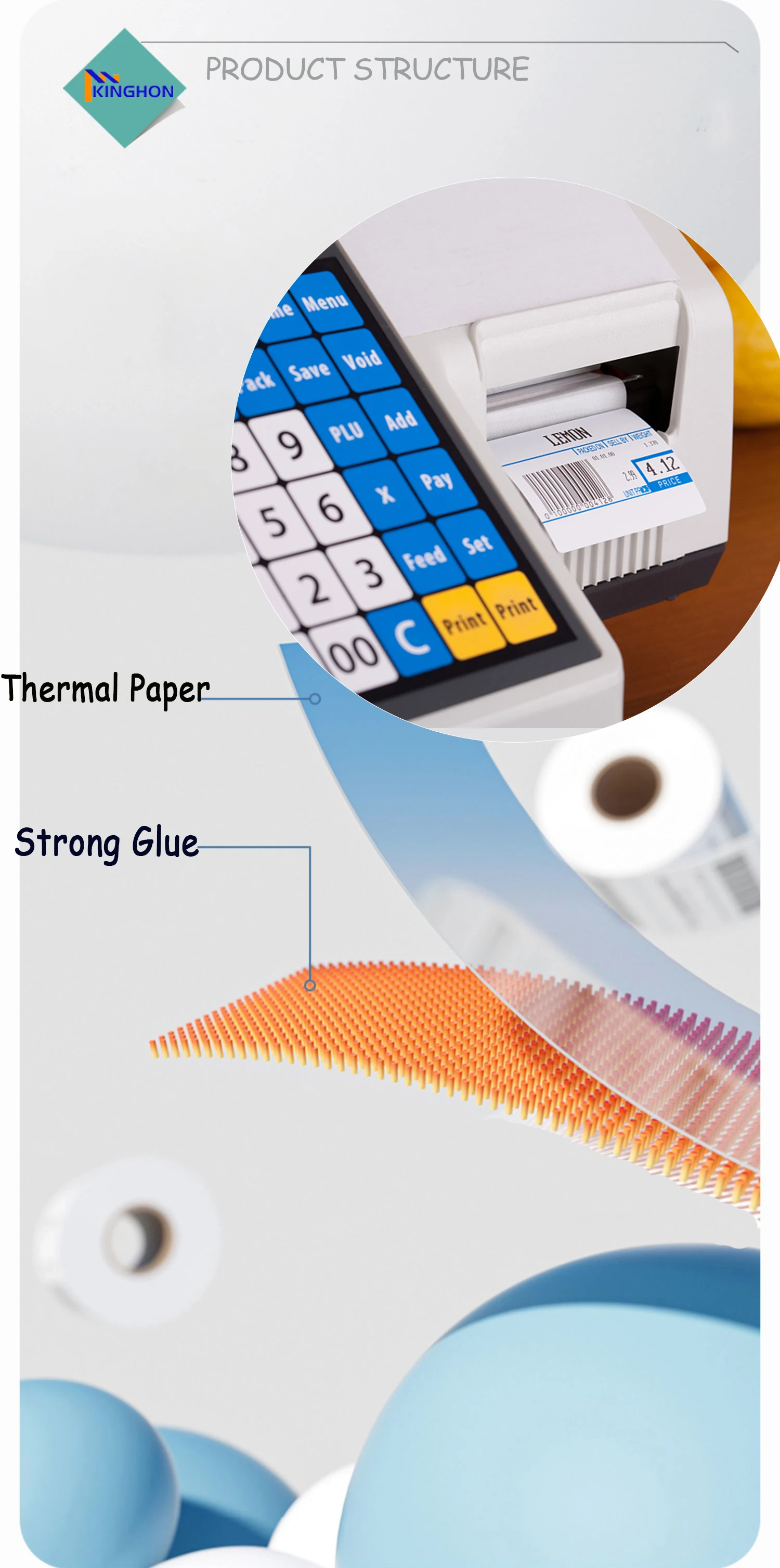 Customized Freezing Glue Liner Less Direct Thermal Label Without Liner ...