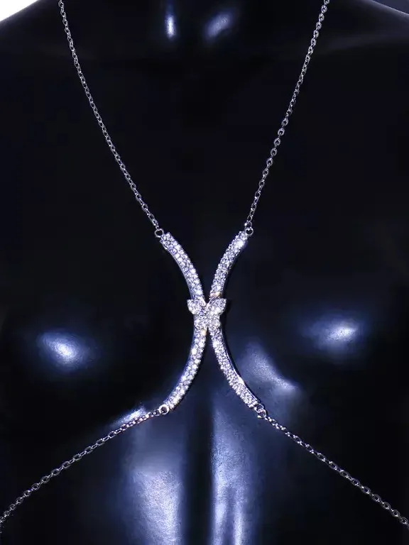 Fancy Butterfly Breast Chain For Women Sexy Shiny X Shaped Crystal ...