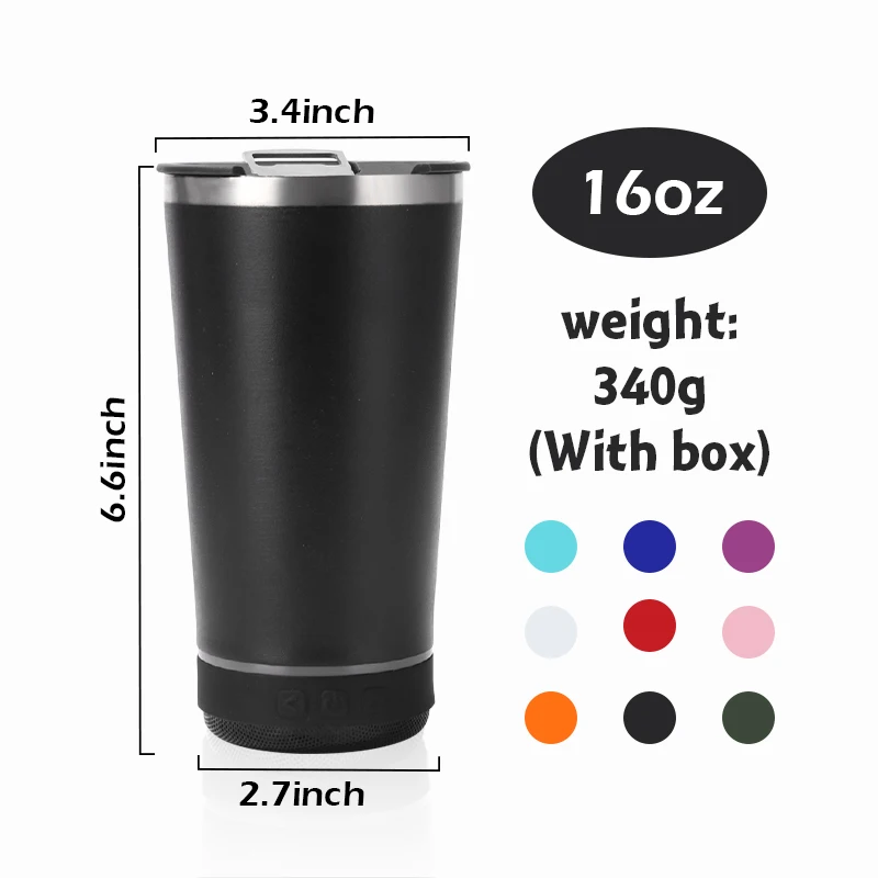 16oz Reusable Beer Cups - Insulated with Opener & Speaker