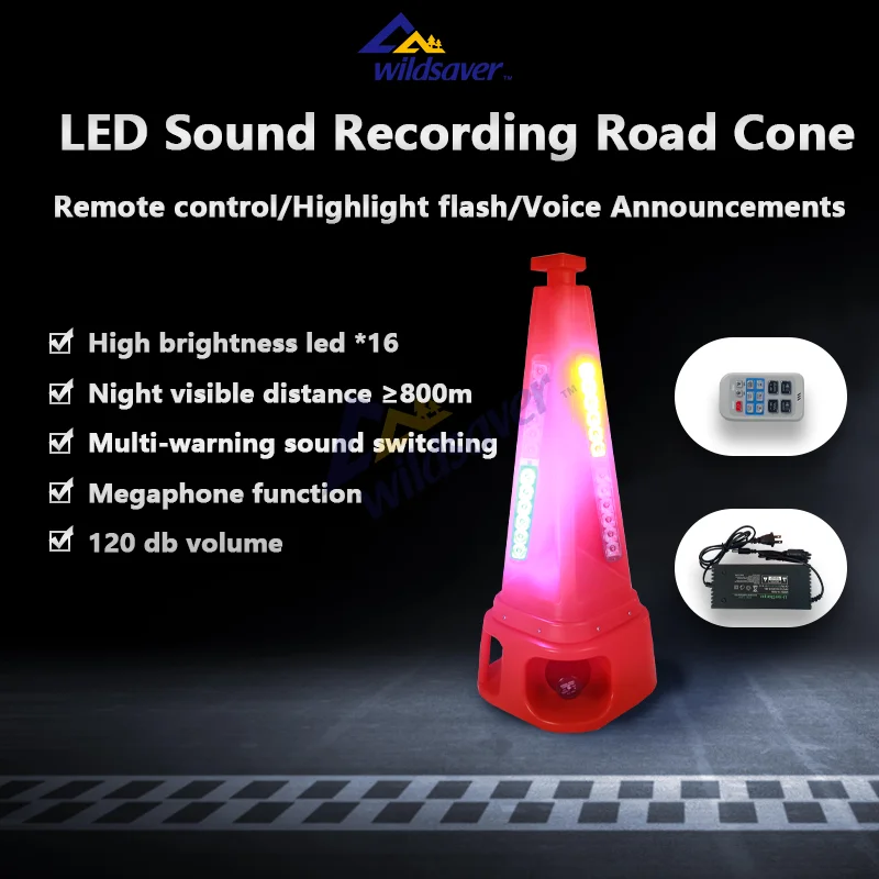 33" Traffic Signal Audio-optic Construction Roadblock Rechargeable Remote Control Warning Light ...