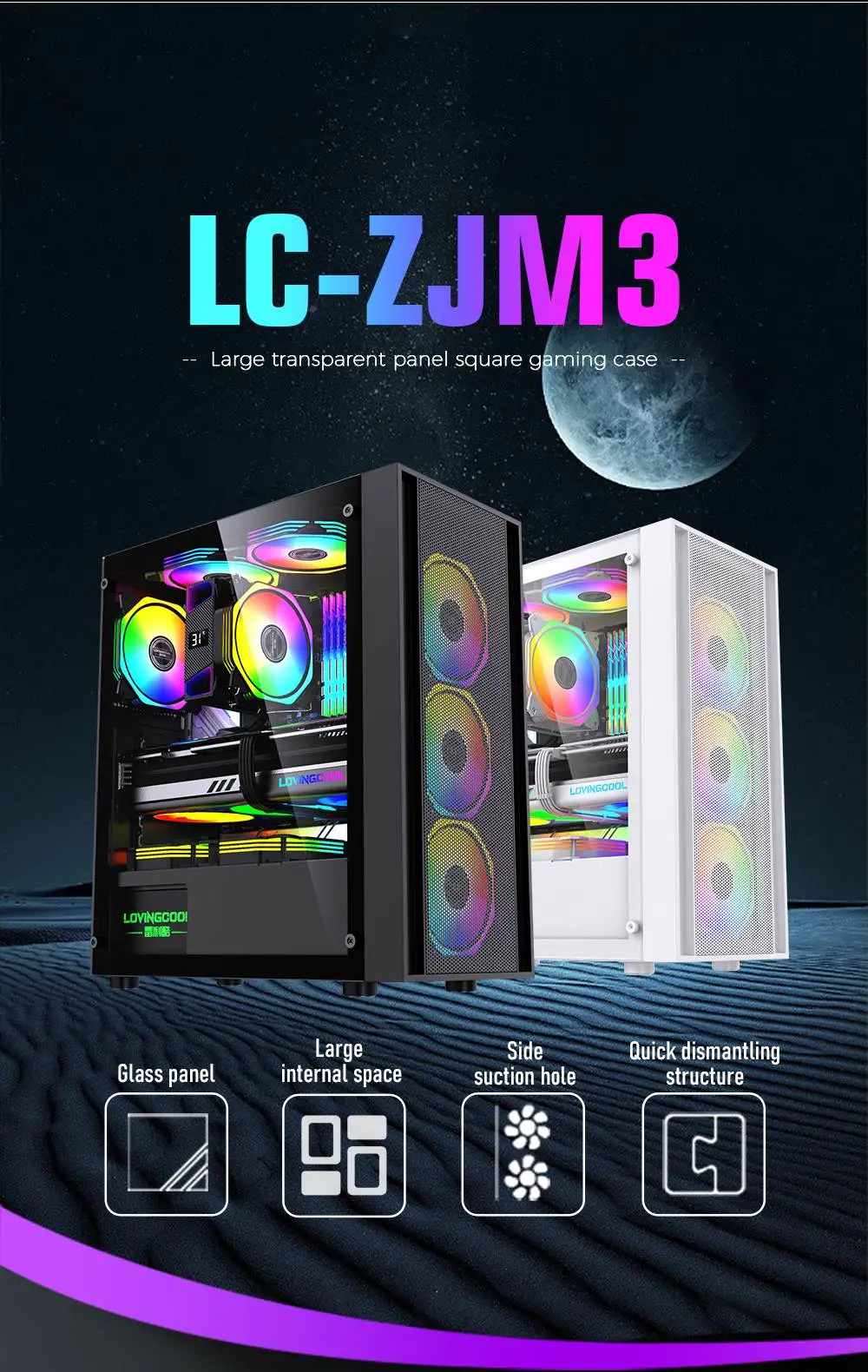 Lovingcool PC Case - Full Tower ATX Gaming Desktop