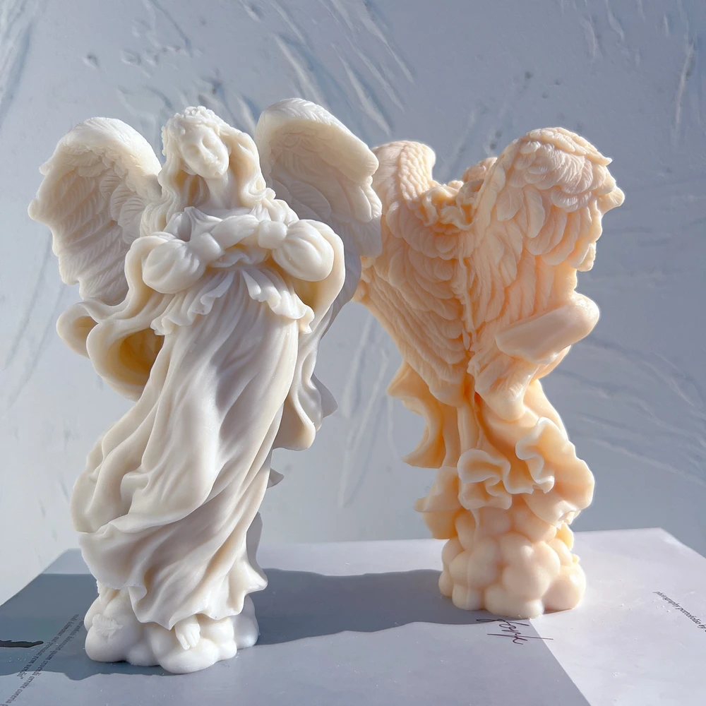 Angel Figurine Silicone Mold Art Sculpture Soy Wax Candle Mould Praying ...