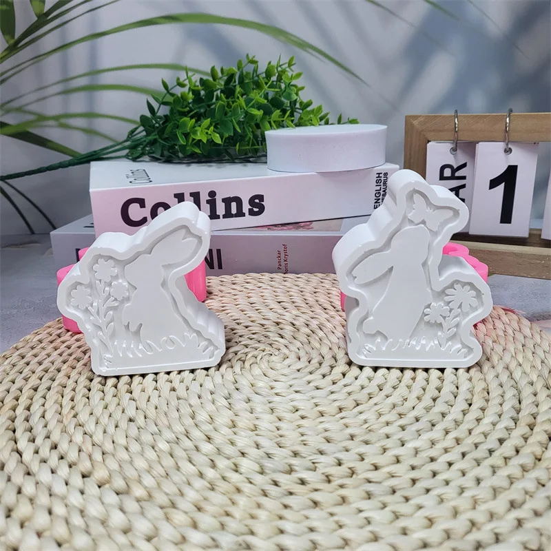 Rabbit Kisses Butterfly Plaster Silicone Mold Spring Flower Rabbit ...