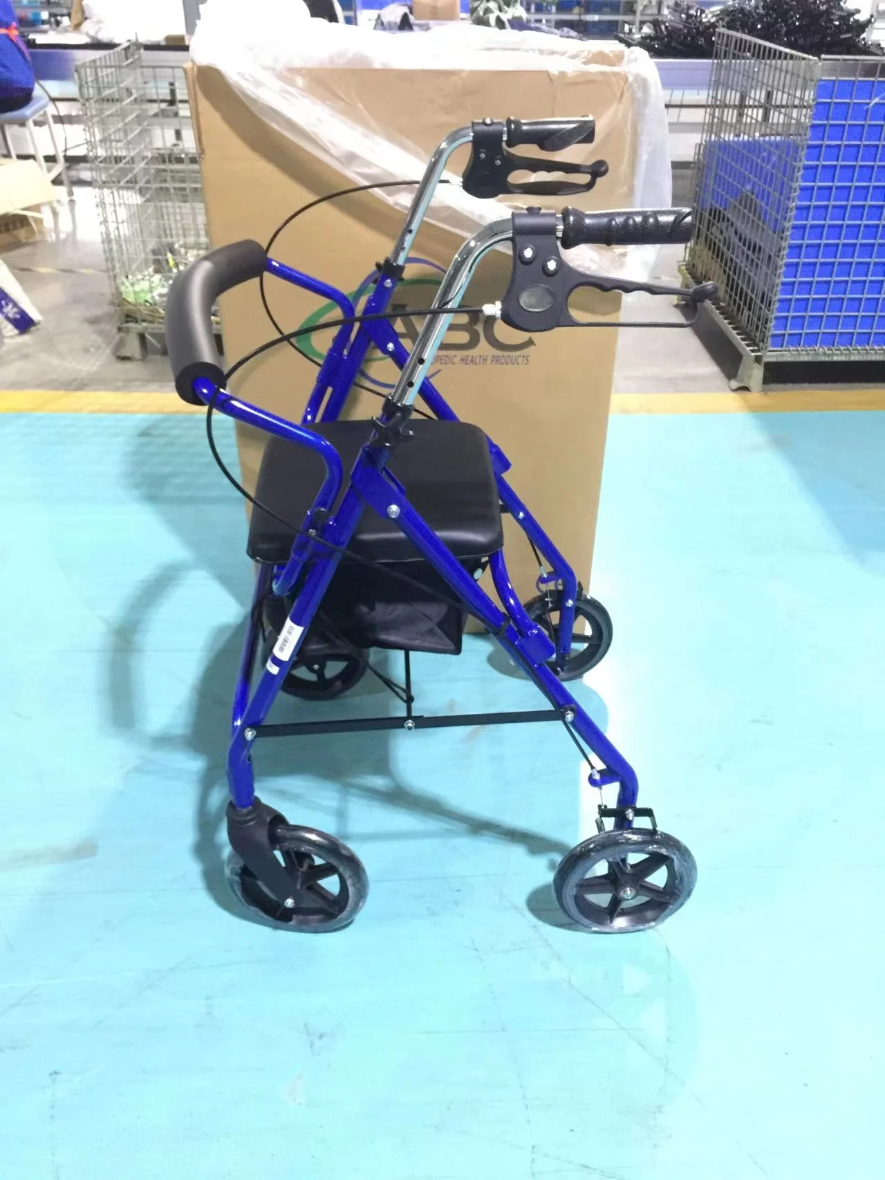 Chrome Adjustable Rollator Walker with Seat & Wheels for Adults