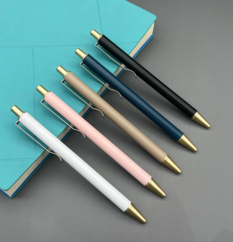 Promotional Custom Metal Click Slim Pens with Rose Gold