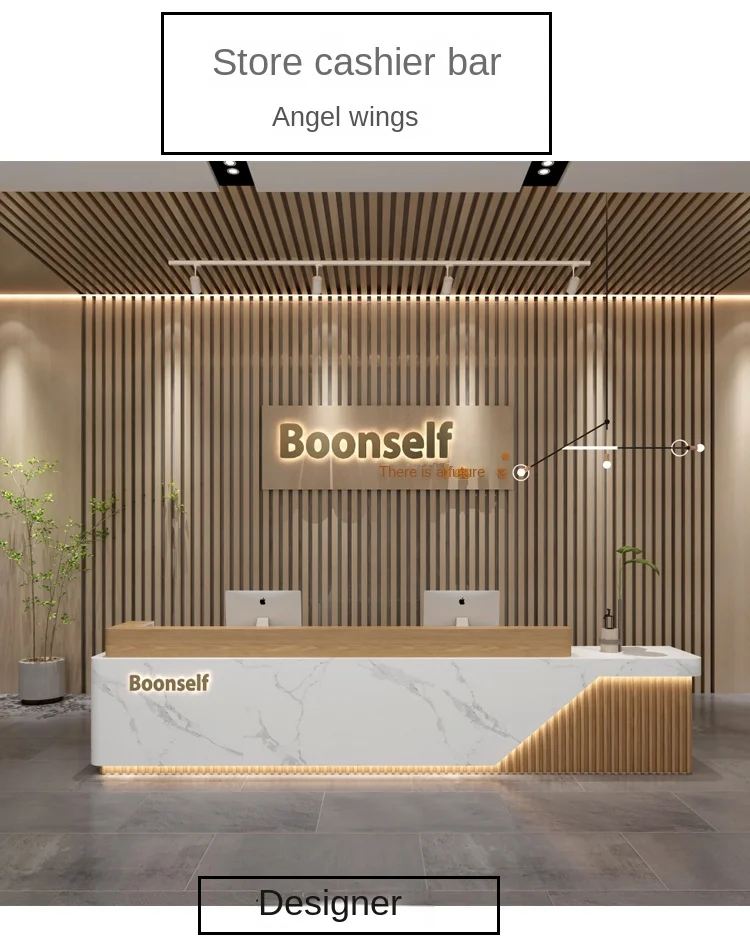 Modern Wooden Reception Counter For Salon & Office - Custom Oem