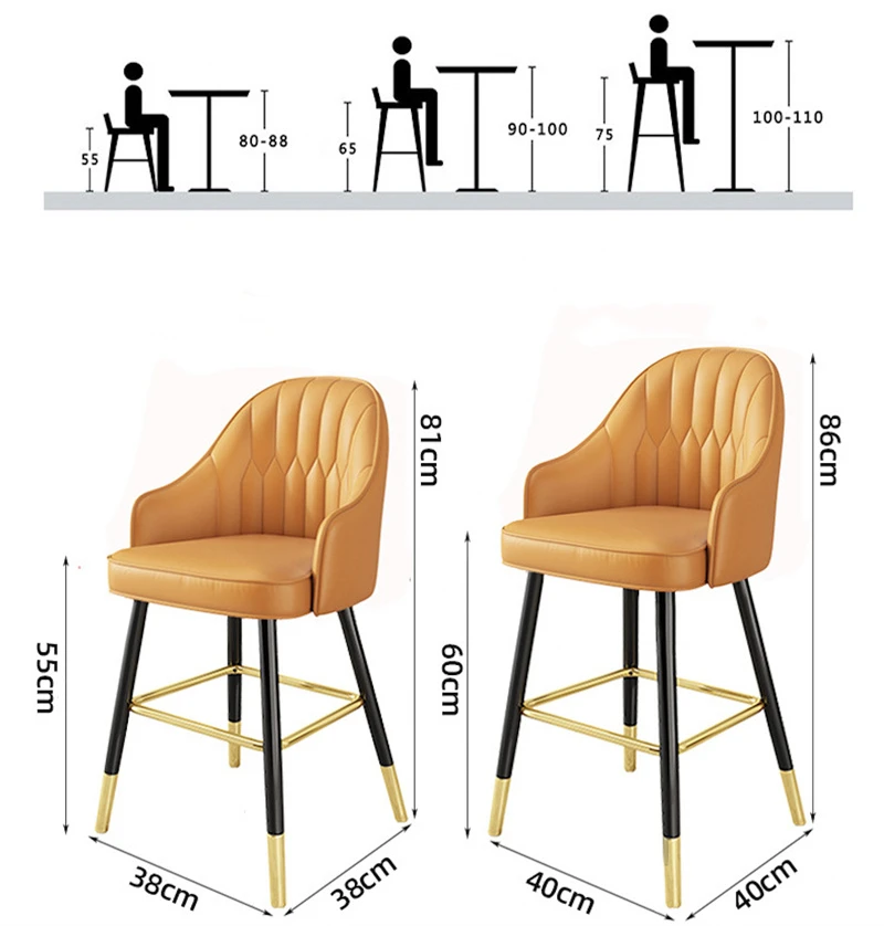 Modern Luxury Metal Leg High Stool Circular Pu Leather Bar Chair - Buy ...