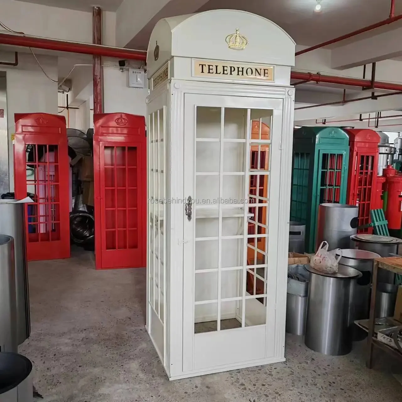 Antique Pink White Floral Telephone Booth for Wedding Decor