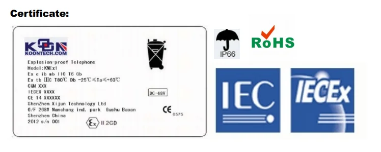 KNTECH ATEX Anti-Explosion KNEX1 Telephone for Oil & Gas