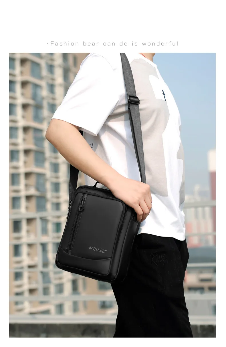 Morral Bandolera de Cuero para Hombre Weixier Impermeable Negro Mate GENERICO | falabella.com