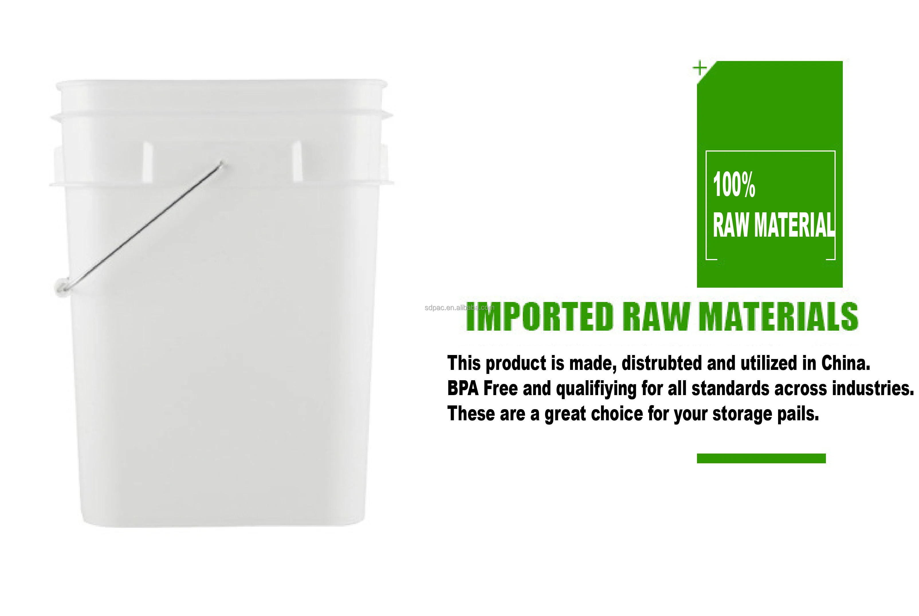 White Hdpe 2 Gallon/8 Liter Square Pail With Handle - Buy 2 Gallon ...