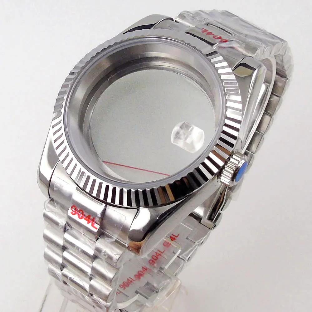 36mm 39mm Waterproof Silver Gold Fluted Curved Watch Case For Nh34 Nh35 ...