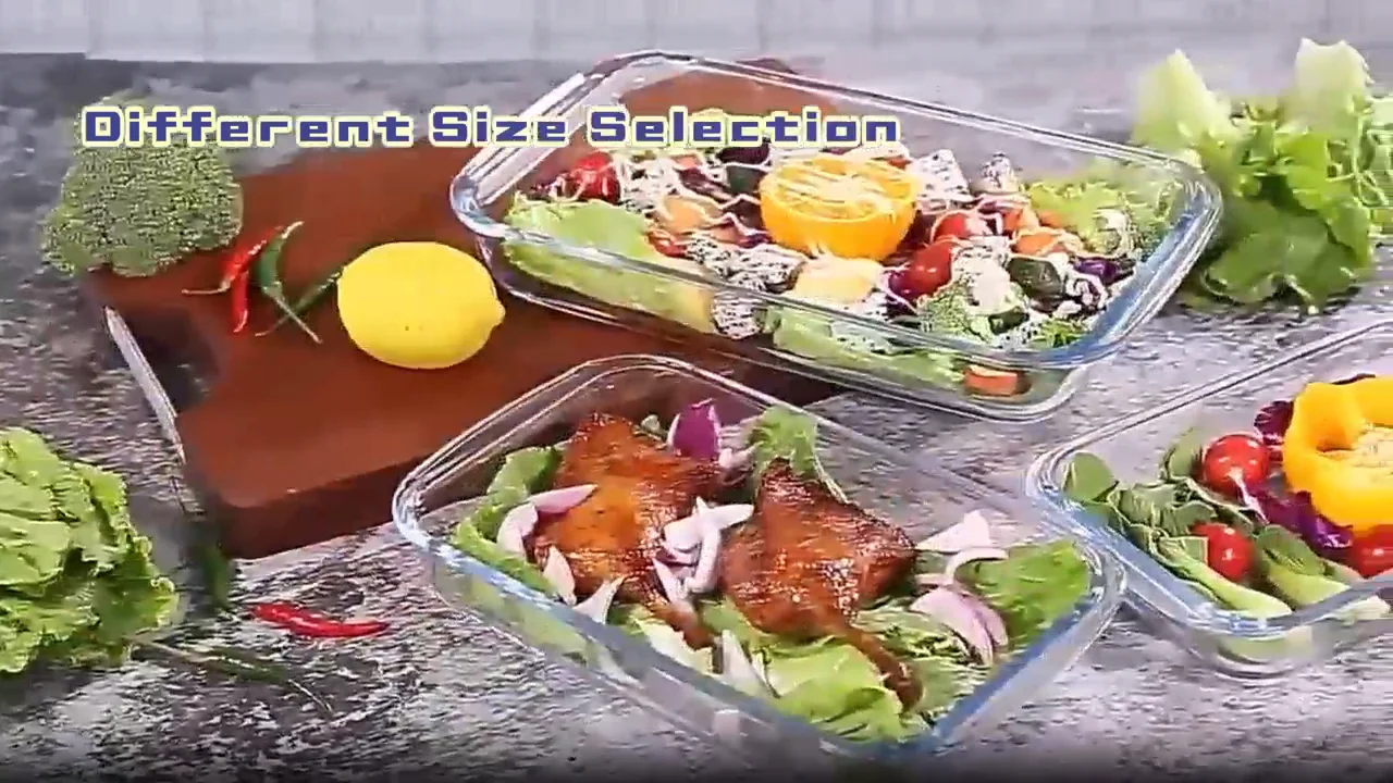 Clear Borosolicate Cooking Dish Rectangular Baking Tray Glass Bakeware ...