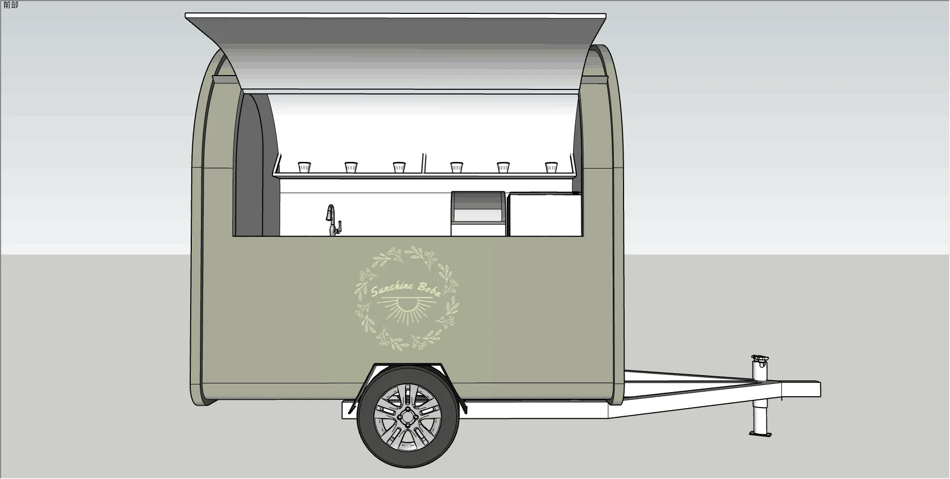 Retro Food Trailer - American Food Cart with Shawarma Stand