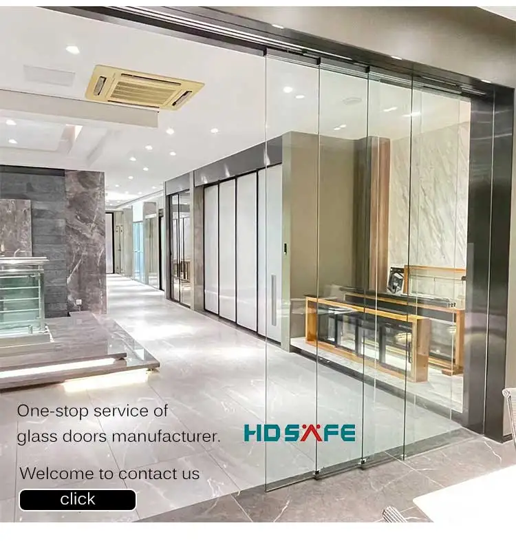 HDSAFE Frameless Glass Sliding Door System - Trackless, Smooth ...