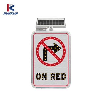 Customized Color Aluminum Metal Road Flashing Led Solar Traffic Sign ...
