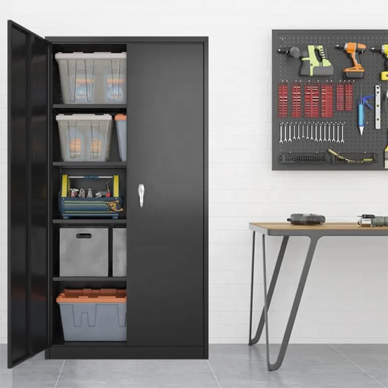 Office 2 Door Lockable Metal Filing Cabinet Garage Steel Tool Storage ...