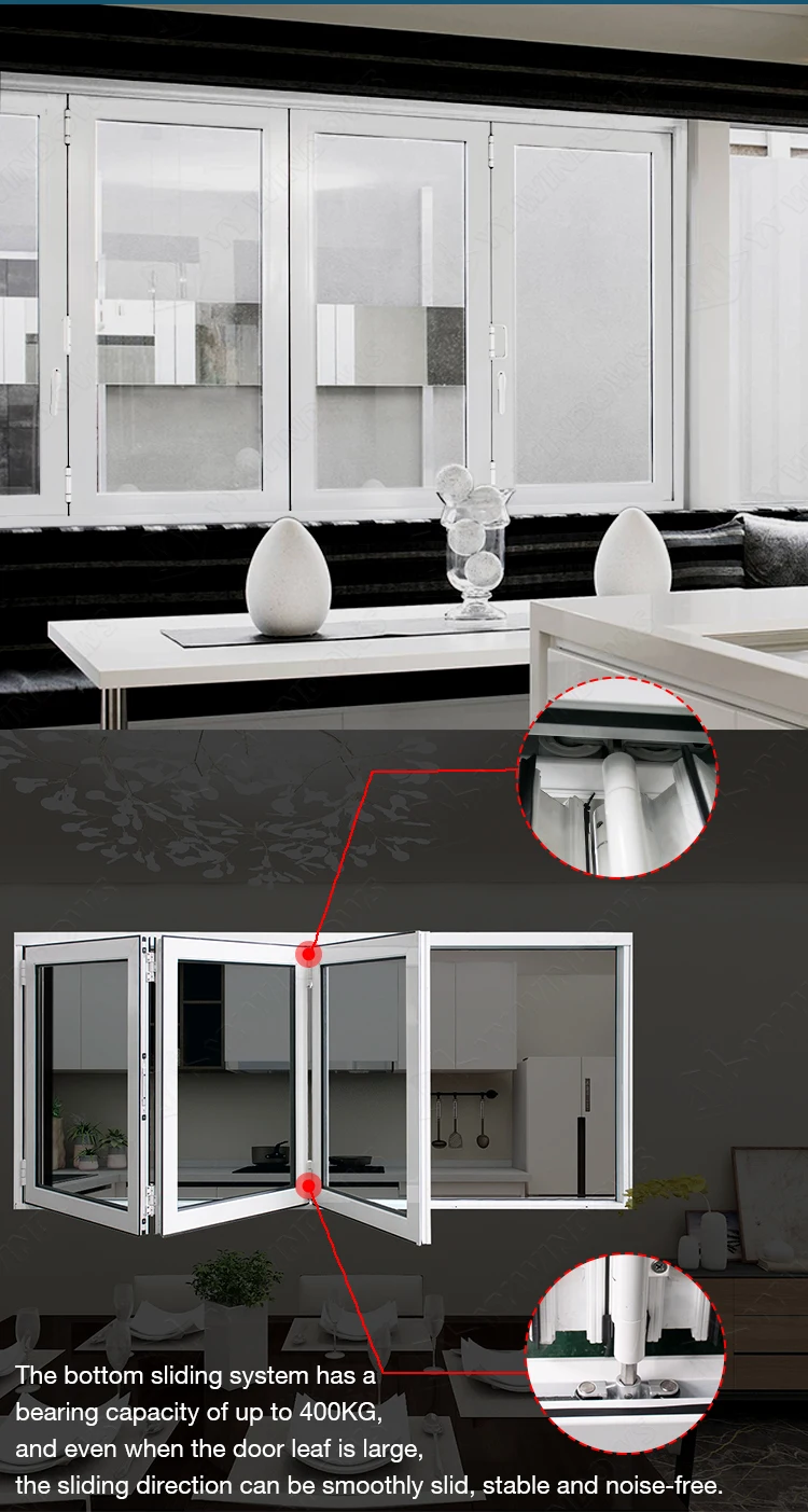 French Aluminum Bi-fold Window Double Glazing Tempered Glass With ...