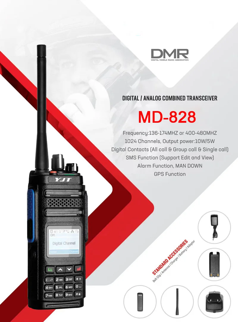 High Power 10w Cheap Dual Band Md-828 Digital Gps Encryption Dmr Radio ...