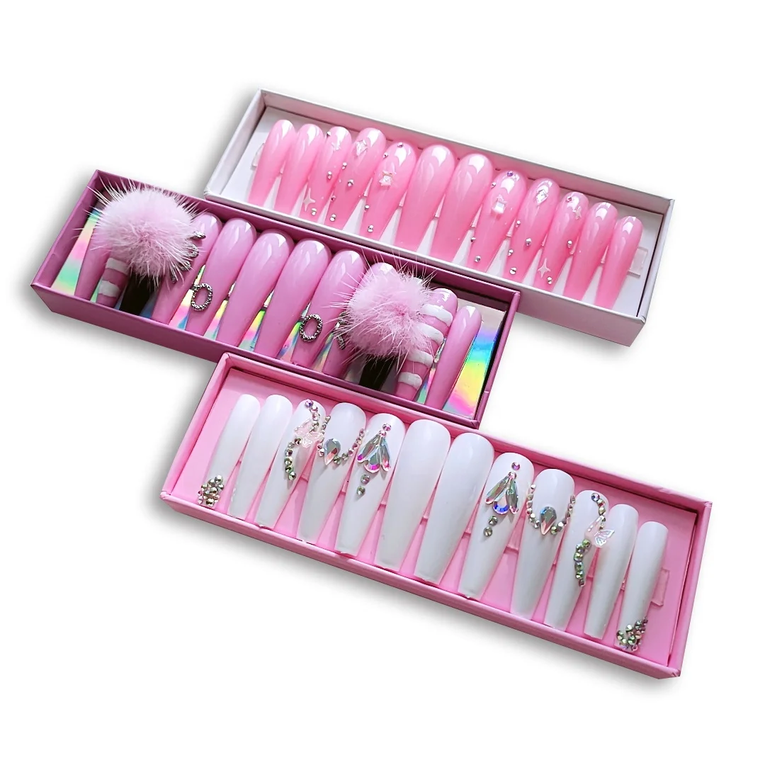 Wholesale Artificial False Nails Various Color Wholesale Custom Long ...