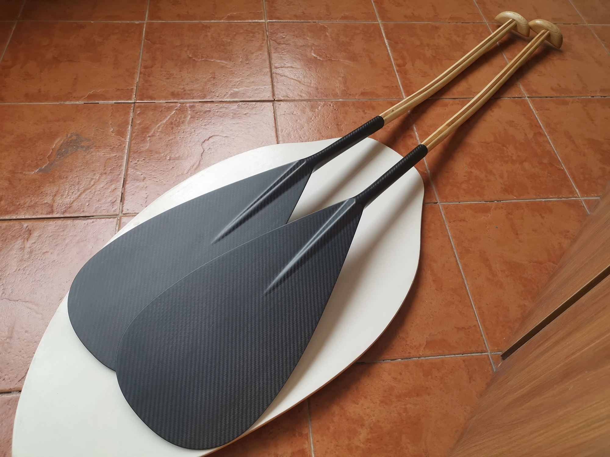 Traditional Tahitian Canoe PADDLE with Wood Shaft