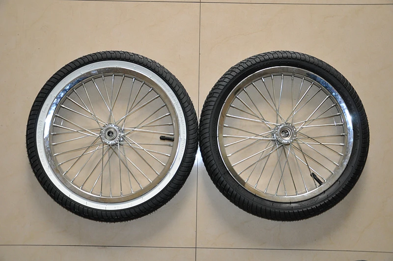 BMX 16x2.125 Bicycle Wheels with White Wall - Durable & Versatile