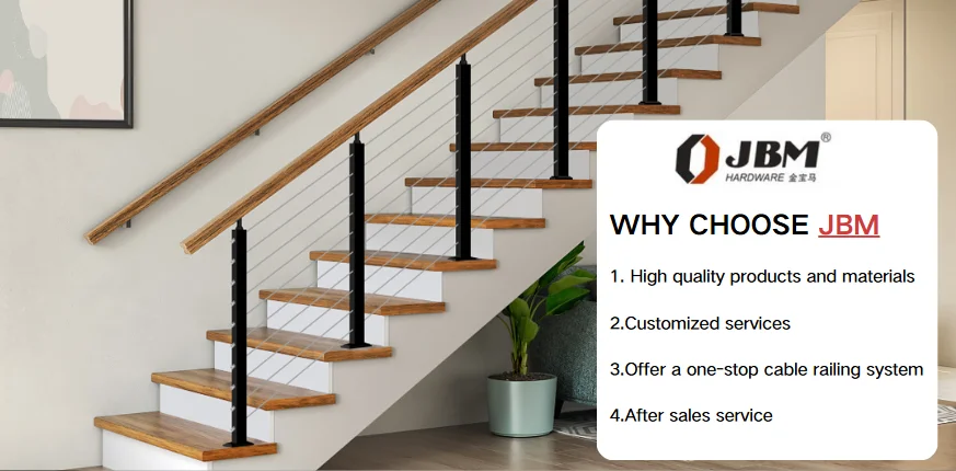 Jbm-028 Stainless Steel Cable Deck Railing & Wooden Handrail Odm