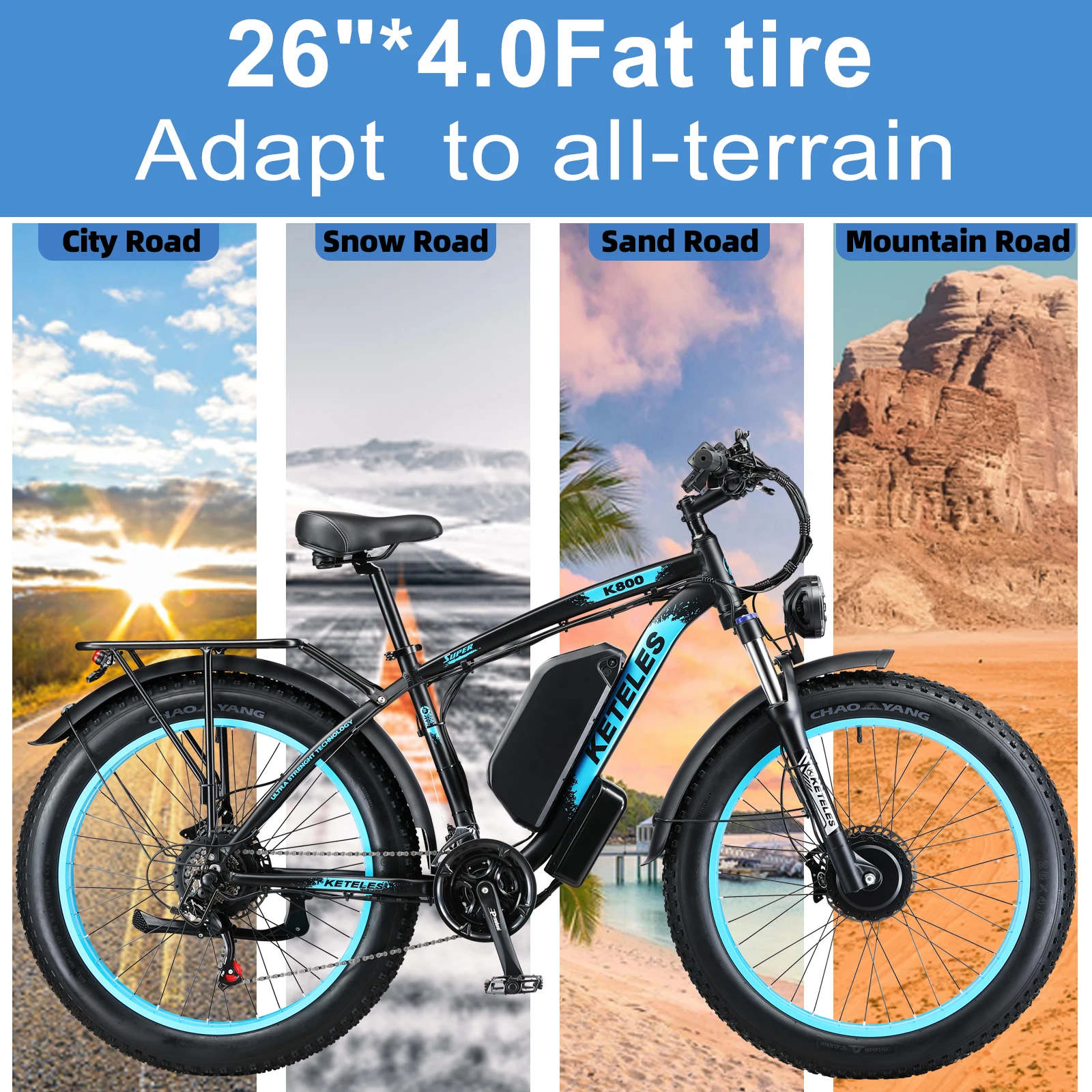 KETELES Dual Motor Electric Bicycle 48V/23AH Lithium Battery Dirt Bike ...