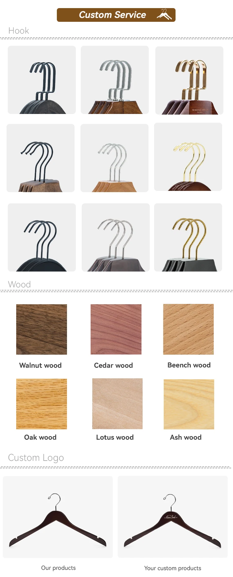 Xunze Natural Solid Wood Clothes Hanger Single-tier Hotel Hangers For ...