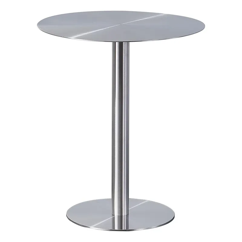 Commercial Industrial Style Polished Stainless Steel Round Dining Table ...