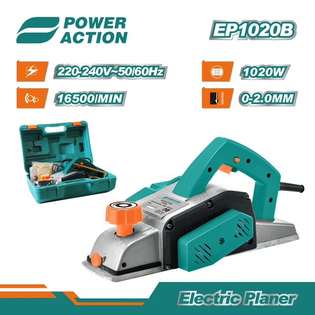 Power Action Ep1020 Electric Corded Wood Planer 1020w Rabeting Function ...