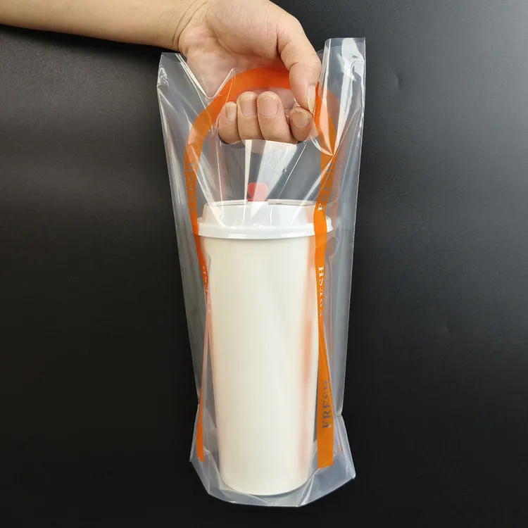 Disposable Transparent Plastic Carrier Coffee And Milk Tea Cup Bags ...