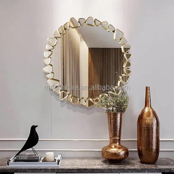 Modern Contemporary Sun Shape Stainless Steel Wall Mirror Glass Decor ...