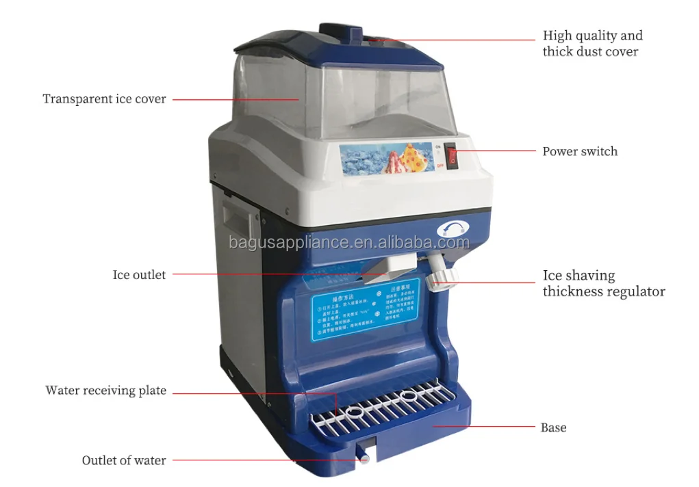 200kgs/h Automatic Ice Crush Machine Snow Flake Ice Shaver Maker - Buy ...