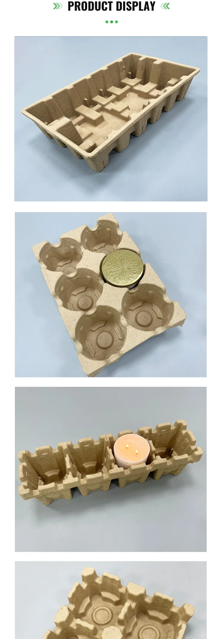 Custom Recyclable Packaging Paper Tray Molded Pulp Insert Bagasse ...