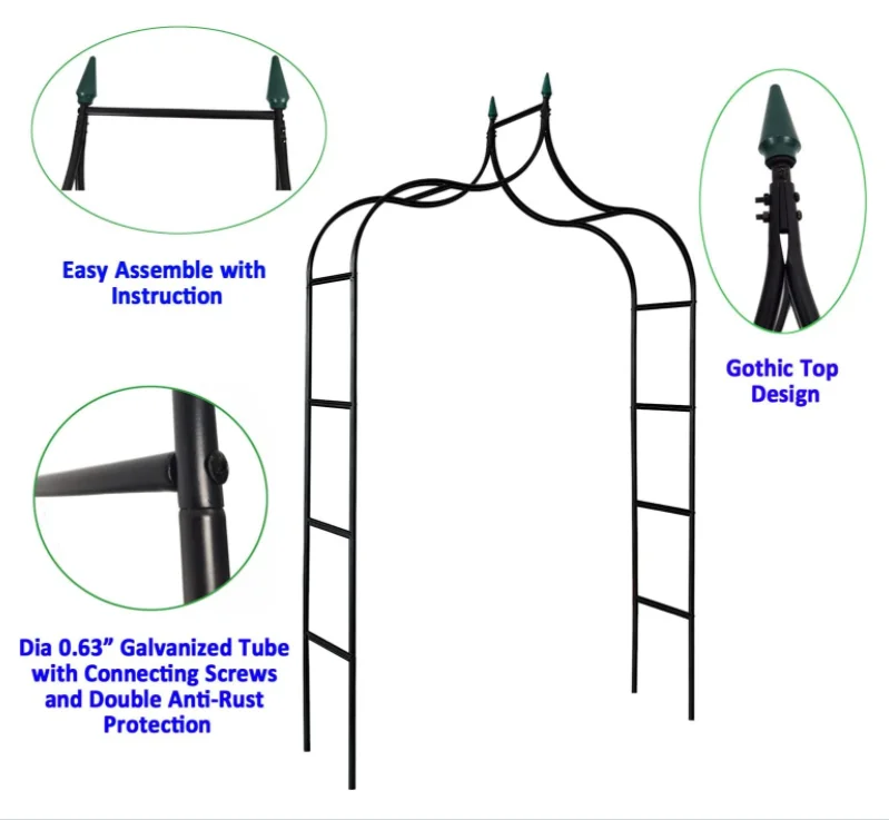 Metal Garden Arbor Gothic Galvanized Metal Garden Arch Climbing Plants ...