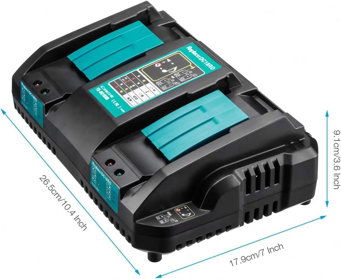 Dc18rd Dual-port Charger For Makita 14.4v 18v Lithium-ion Batteries Compatible With Bl1415 ...